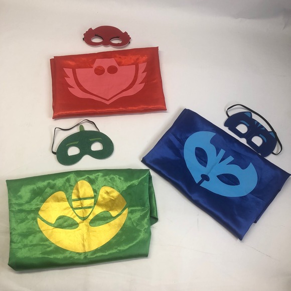 Disney | Costumes | Pj Masks Cape And Mask Set Of 3 Owlette Gekko ...